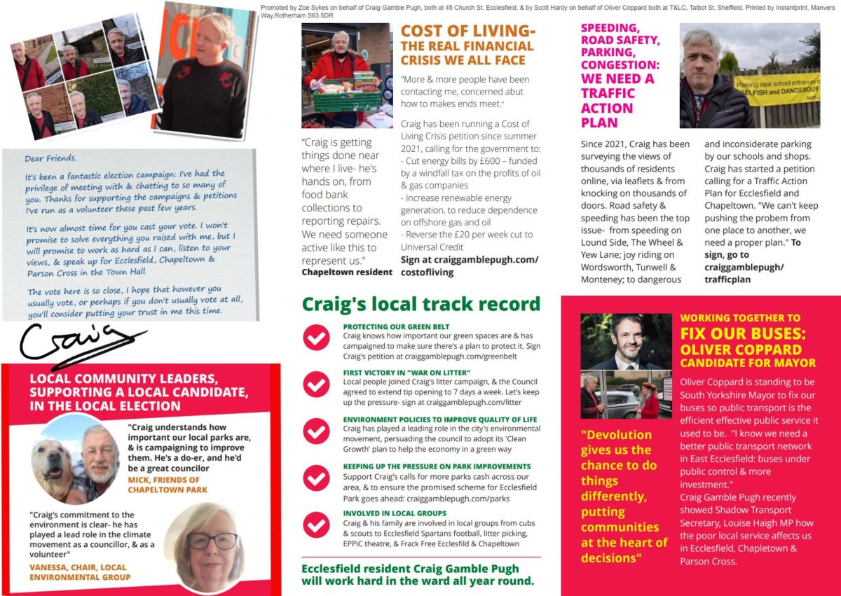 My Election Leaflet Craig Gamble Pugh
